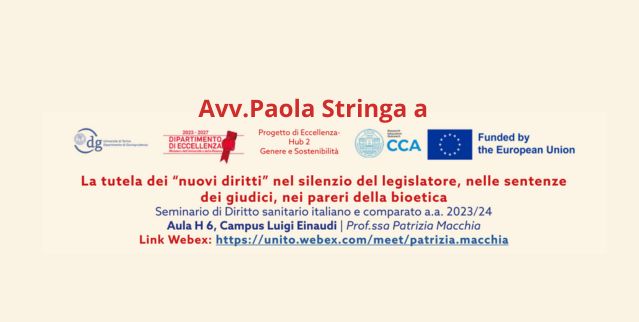 All'università di Torino l'avv. Paola Stringa discute di diritti alla ...